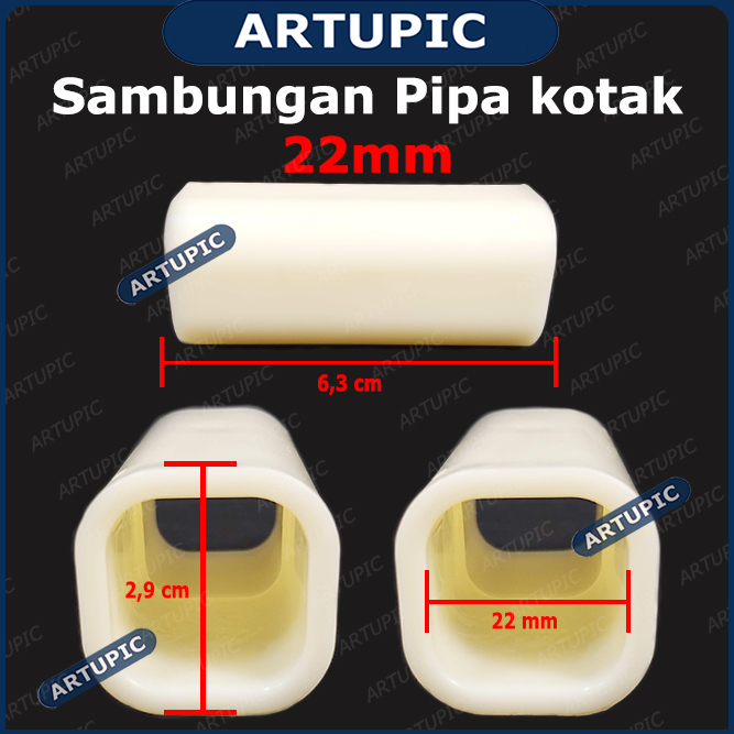 Sambungan Pipa Kotak 22 mm Plastik
